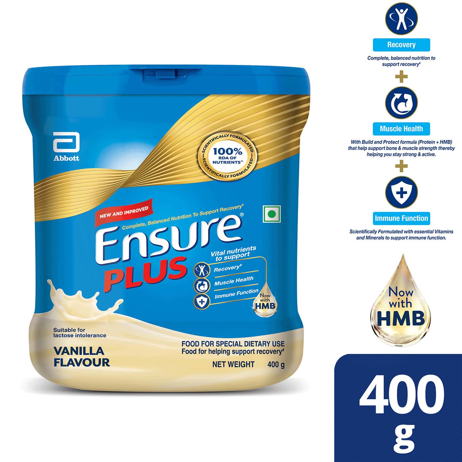 Buy ENSURE PLUS VANILLA NUTRITION DRINK JAR OF 400 G Online & Get Upto ...