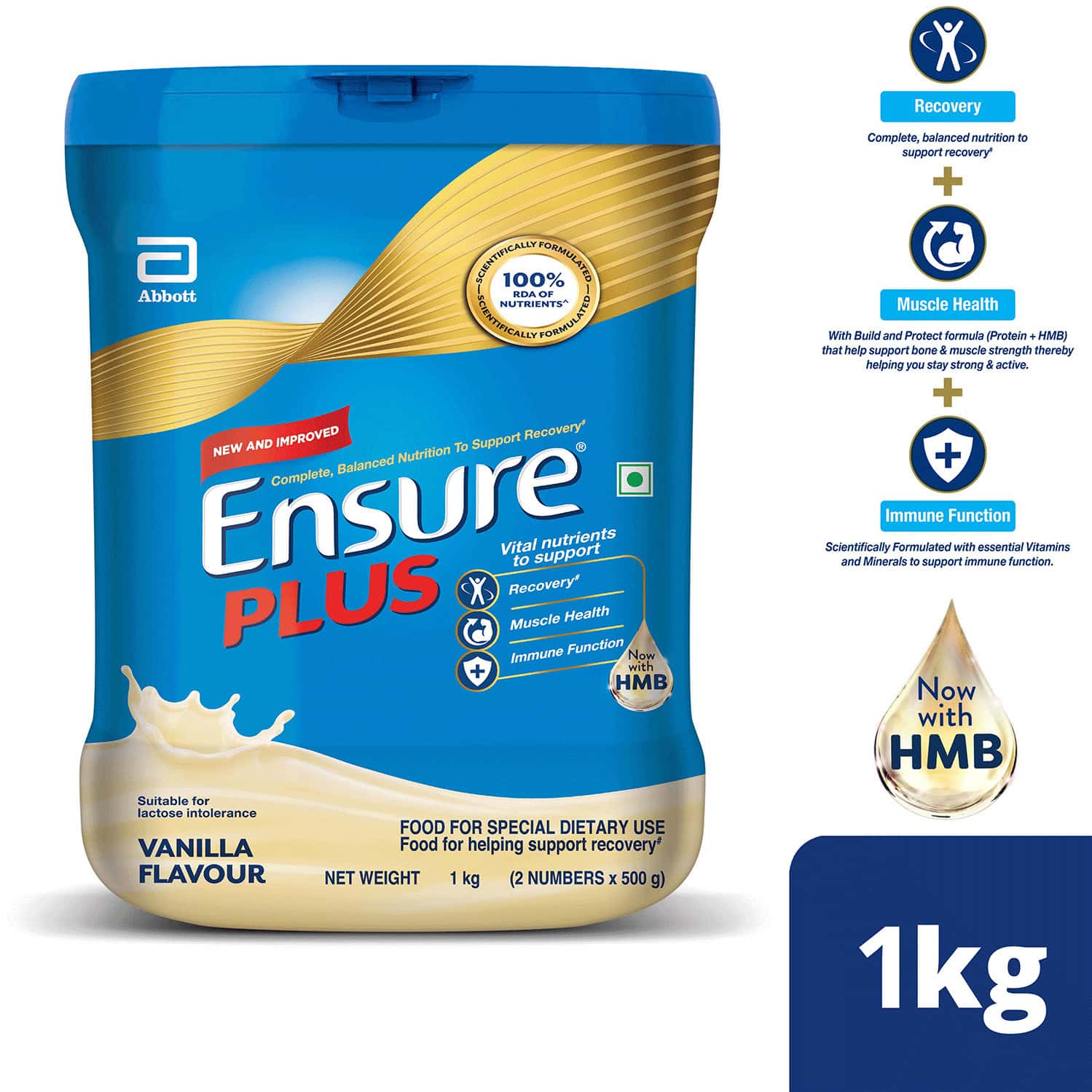 Buy ENSURE PLUS VANILLA NUTRITION DRINK JAR OF 1 KG Online & Get Upto ...