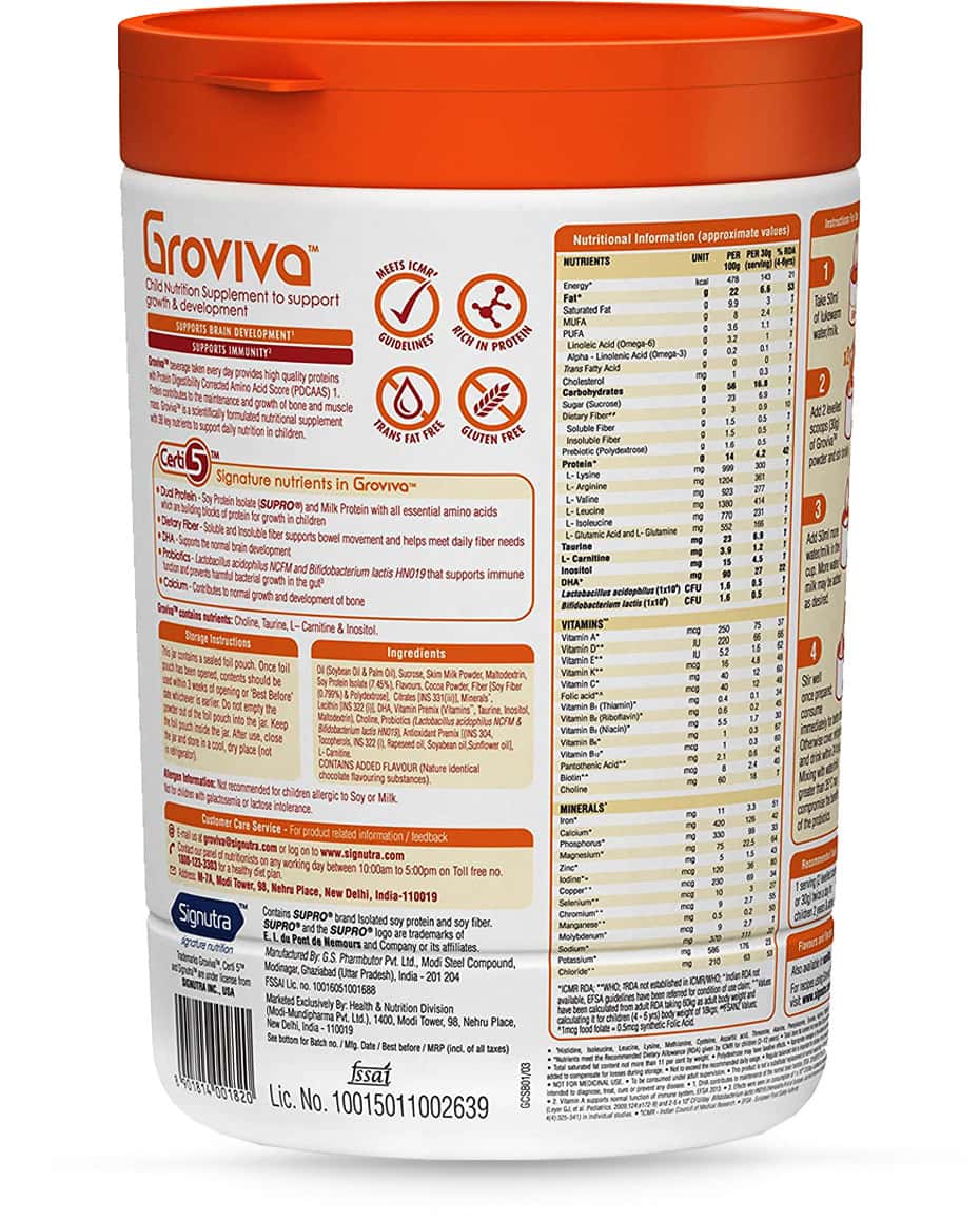 Buy GROVIVA CHOCOLATE CHILD NUTRITION SUPPLEMENT JAR OF 400 G Online ...