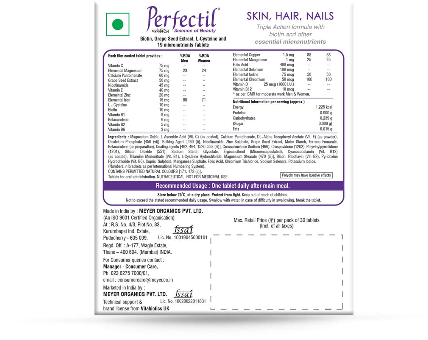 Buy PERFECTIL SKIN CARE TABLETS BOX OF 30 Online & Get Upto 60% OFF at ...