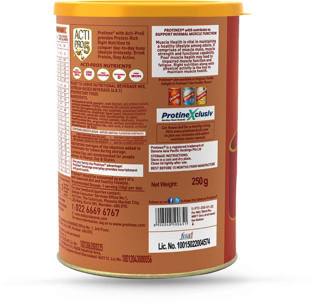 Buy PROTINEX RICH CHOCOLATE NUTRITION DRINK TIN OF 250 G Online & Get ...