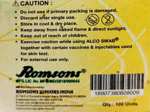 Buy ROMSONS ALCO SWAB 100'S Online & Get Upto 60% OFF at PharmEasy
