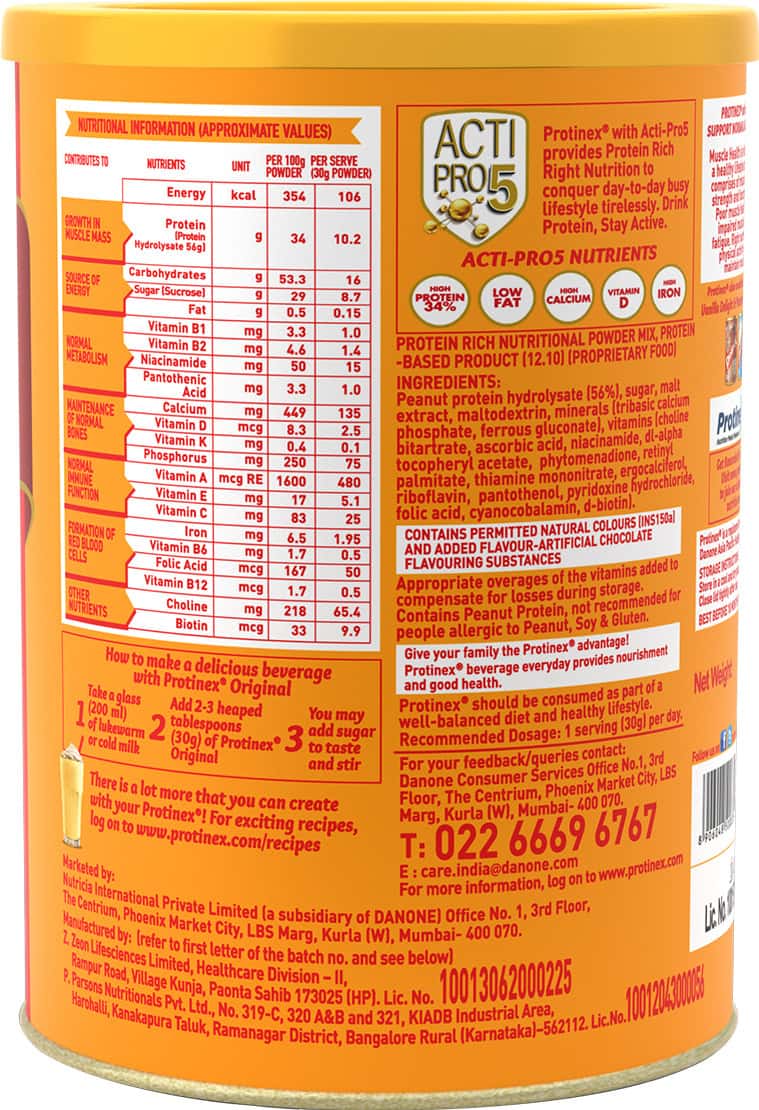 Buy PROTINEX ORIGINAL NUTRITION DRINK TIN OF 250 G Online & Get Upto 60 ...
