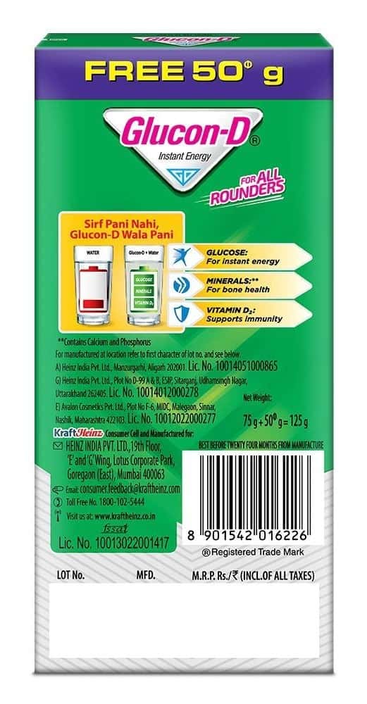 Buy Glucon D Instant Energy Powder Box Of 125 G Online at Flat 18% OFF ...