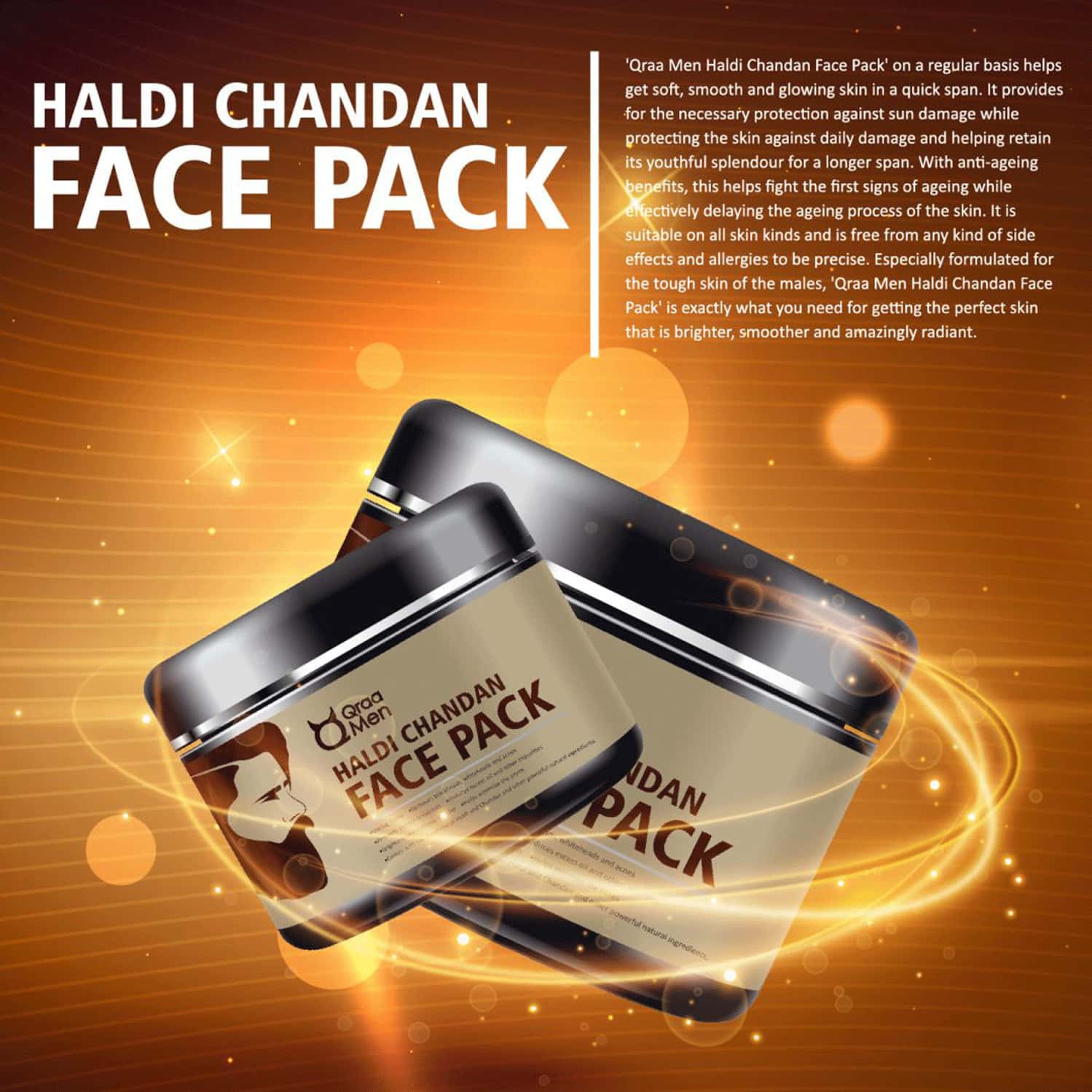 Buy QRAA MEN HALDI CHANDAN FACE PACK FOR SKIN BRIGHTENING/DE-TAN WITH ...