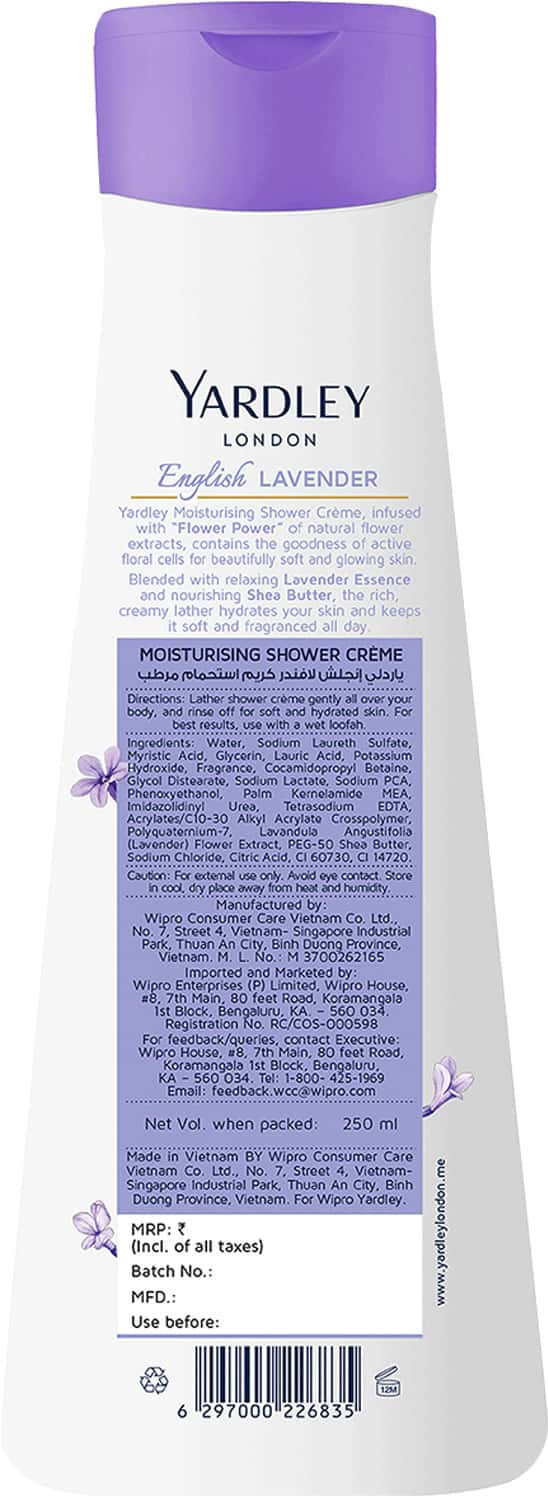 Buy YARDLEY LONDON ENGLISH LAVENDER MOISTURISING SHOWER CREME BODY WASH ...