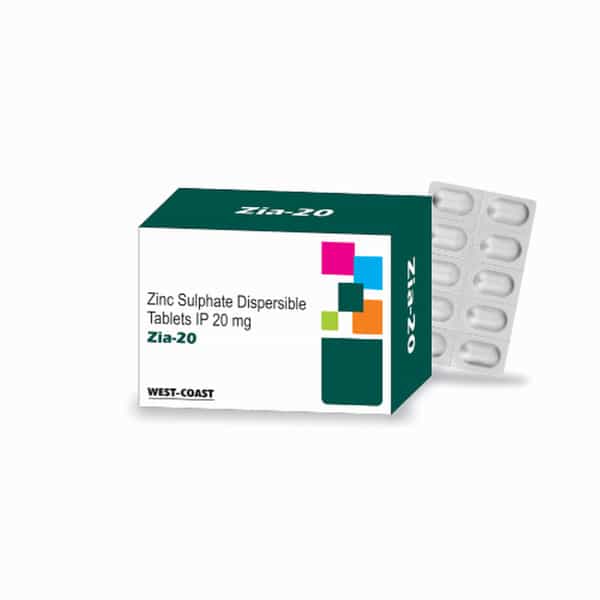 Buy WEST COAST ZIA-20 ZINC SULPHATE DISPERSIBLE TABLETS SUPPORTS BLOOD ...