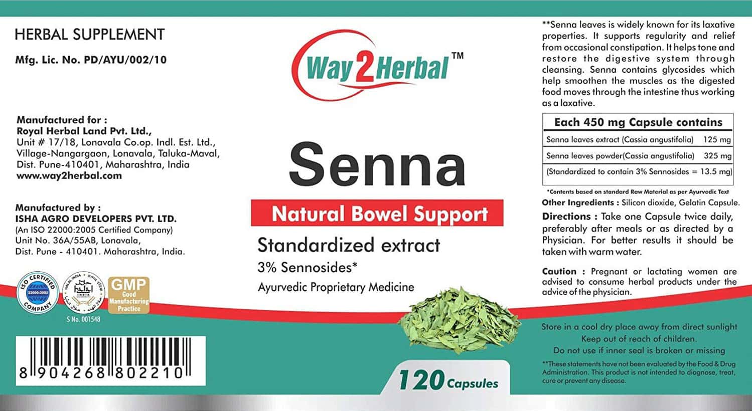 Buy WAY2HERBAL SENNA 120 CAPSULES - (PACK OF 4) Online & Get Upto 60% ...