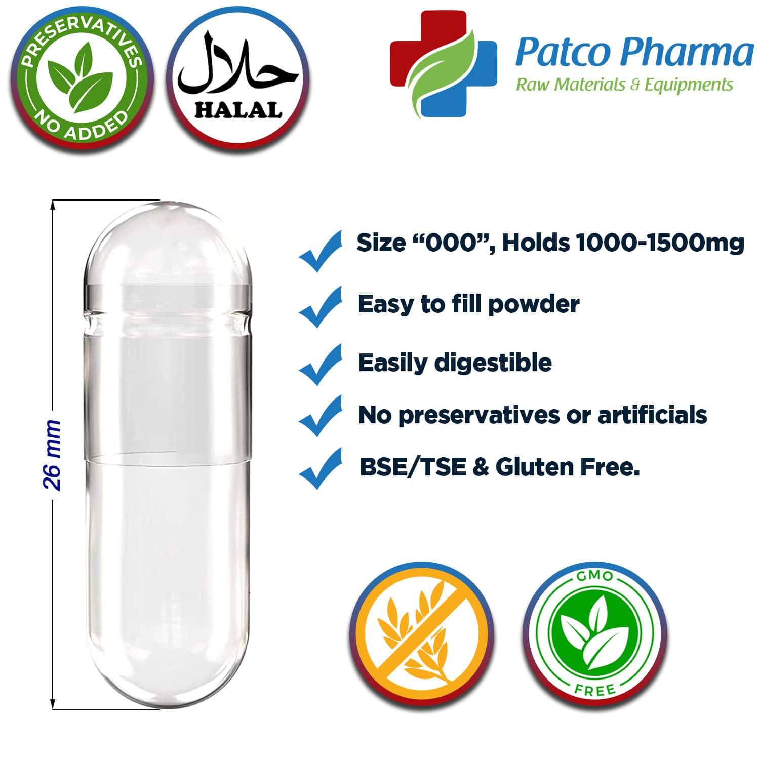 Buy PATCO PHARMA- SIZE 000 TRANSPARENT EMPTY GELATIN PILL CAPSULE|DIY ...