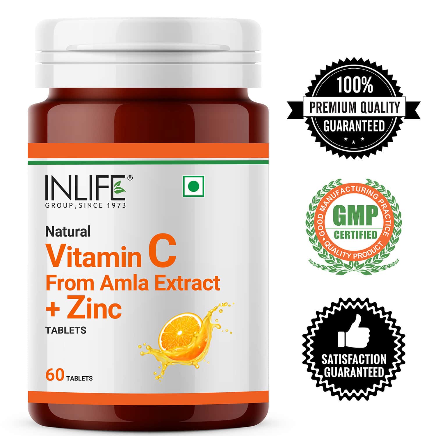 Buy INLIFE NATURAL VITAMIN C AMLA EXTRACT WITH ZINC FOR IMMUNITY & SKIN CARE - 60 VEG TABLETS ...