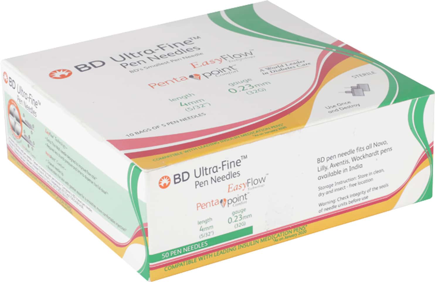 Buy BD ULTRA FINE EASY FLOW PENTA POINT 4MM 32G BOX OF 50 PEN NEEDLES Online & Get Upto 60% OFF ...