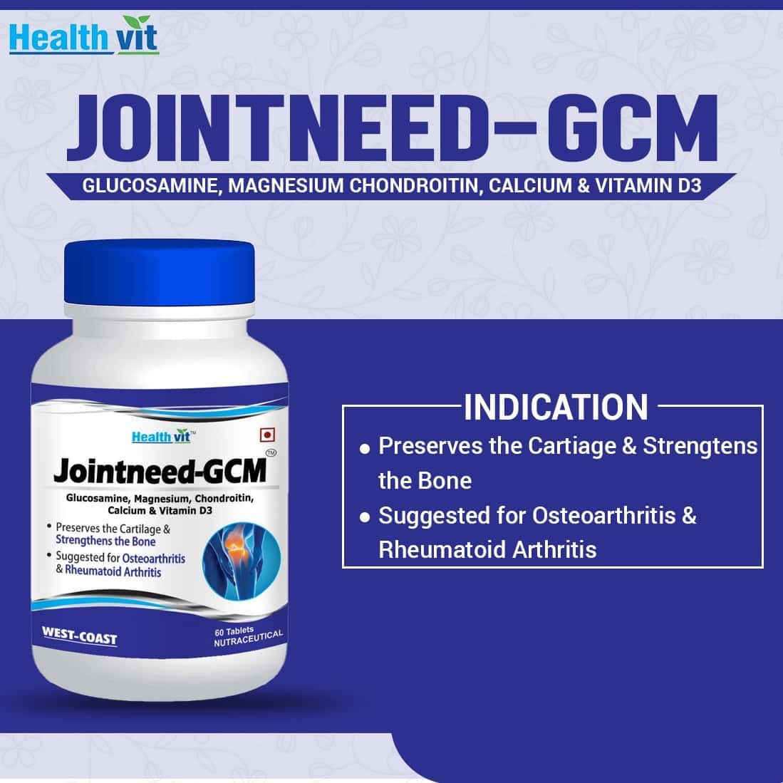 Buy HEALTHVIT JOINTNEED GCM FOR BONE, MUSCLE HEALTH & JOINT SUPPORT OF ...