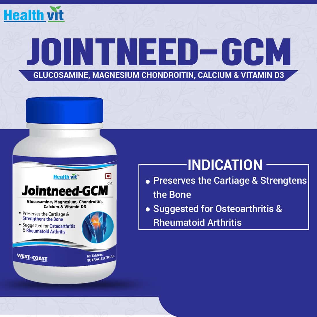 Buy HEALTHVIT JOINTNEED GCM FOR BONE MUSCLE HEALTH & JOINT SUPPORT OF ...