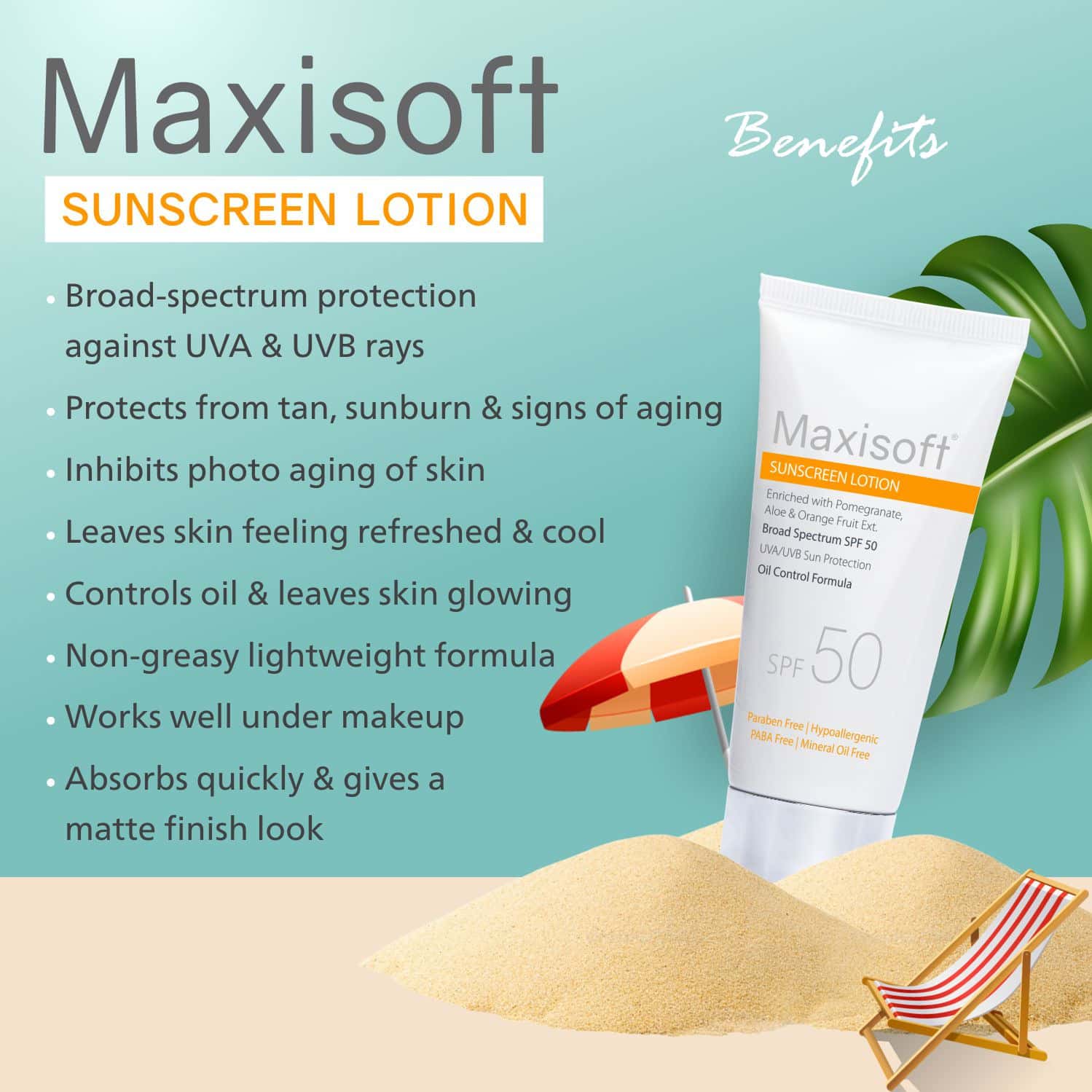 Buy MAXISOFT SUNSCREEN LOTION SPF 50 (50 ML PACK OF 2) Online & Get ...