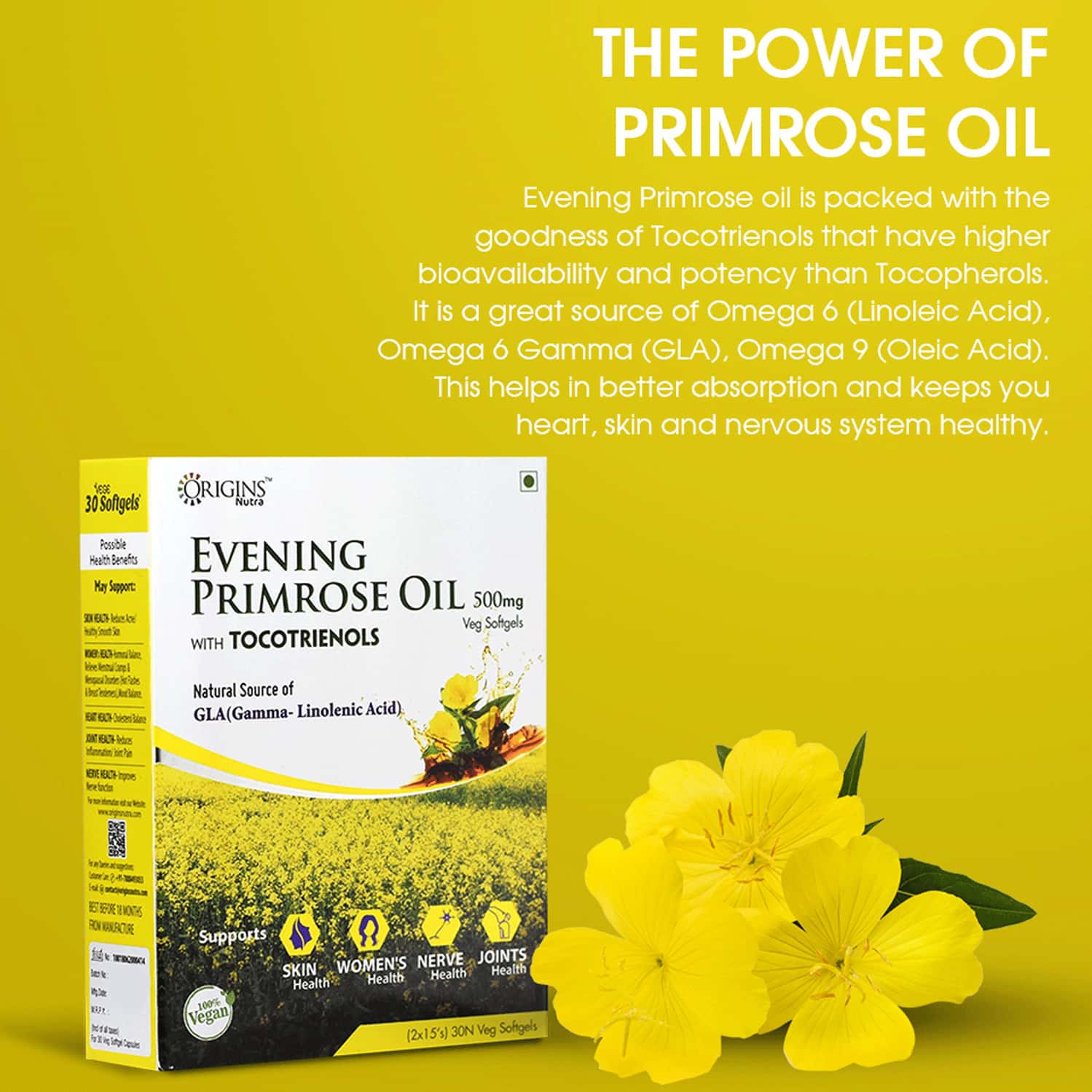 Buy ORIGINS NUTRA| EVENING PRIMROSE OIL |500 MG WITH VITAMIN E| 30 ...