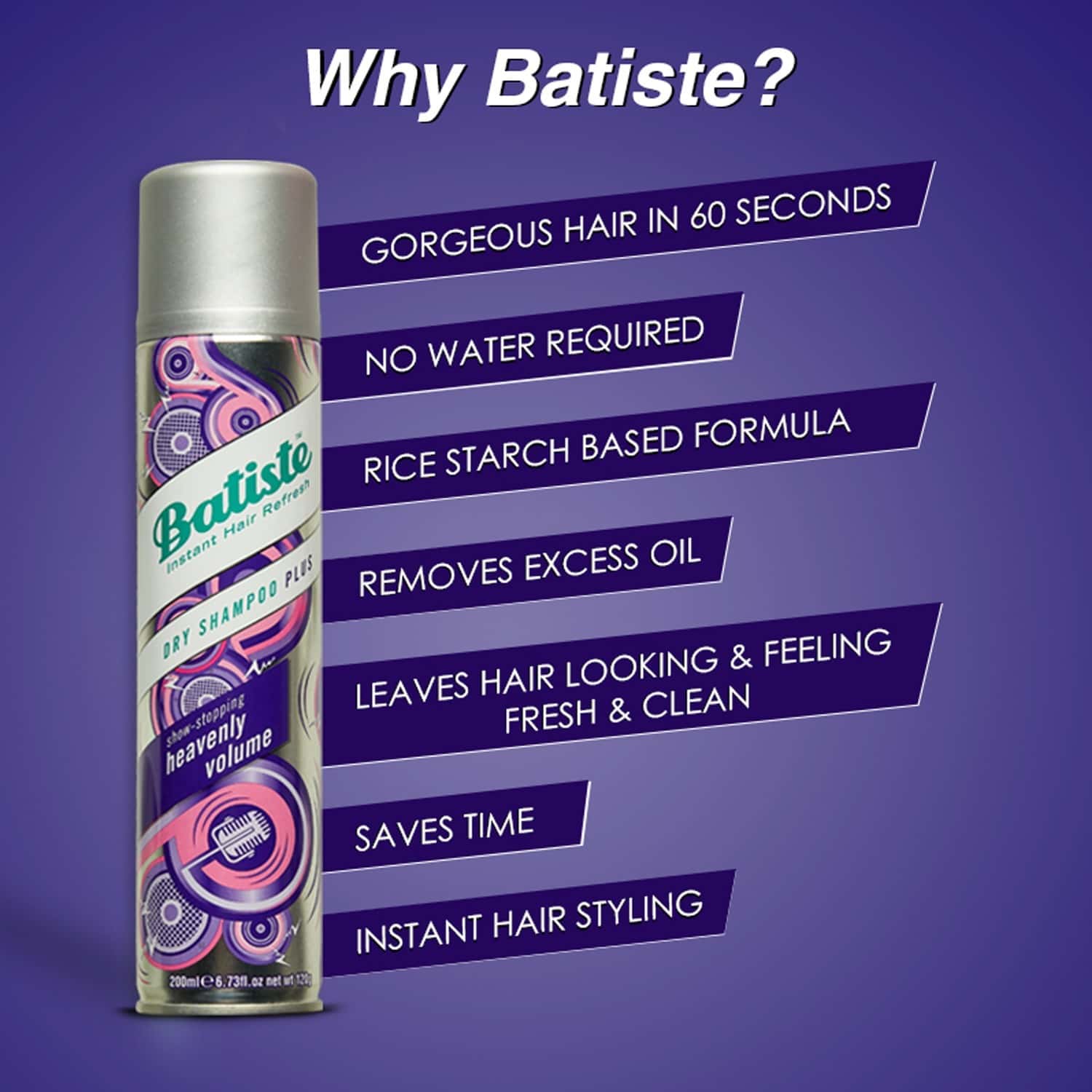 Buy BATISTE INSTANT HAIR REFRESH DRY SHAMPOO PLUS SHOW - STOPPING ...