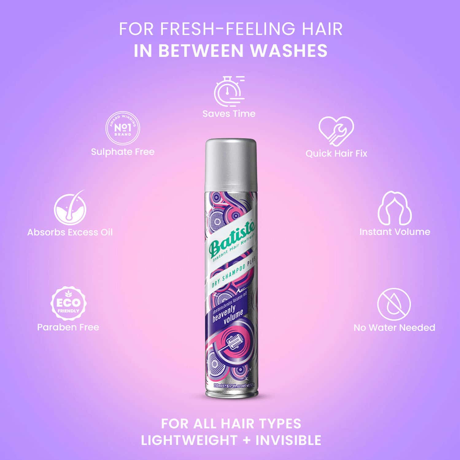 Buy BATISTE INSTANT HAIR REFRESH DRY SHAMPOO PLUS SHOW - STOPPING ...