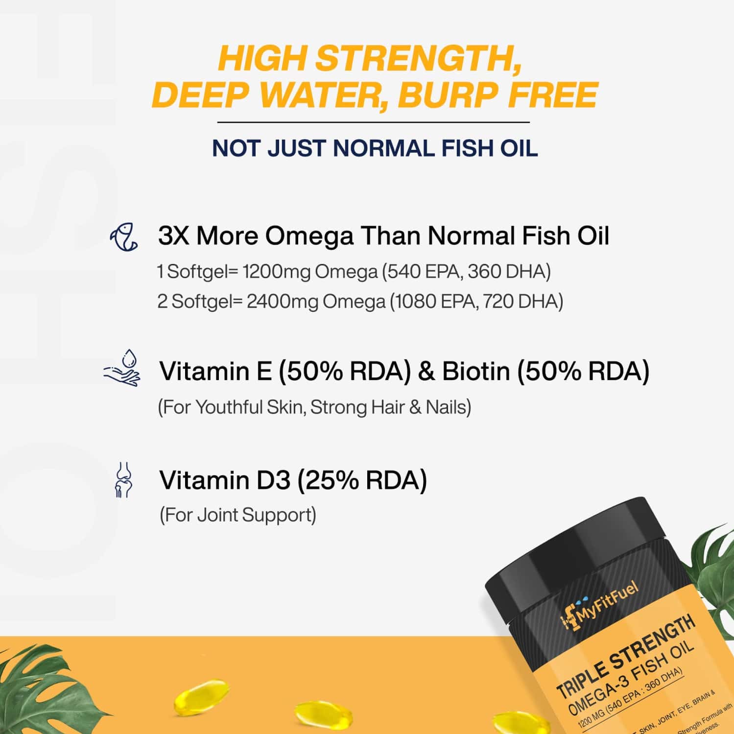 Buy MYFITFUEL TRIPLE STRENGTH OMEGA 3 FISH OIL +VITAMINS, 1200MG (540 ...