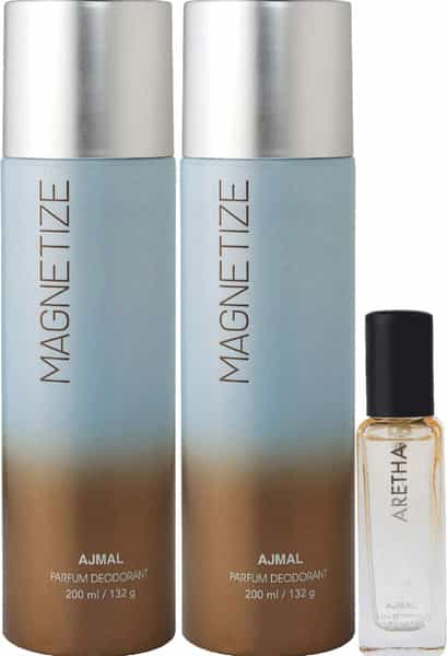 Buy AJMAL 2 MAGNETIZE DEO EACH 200ML & ARETHA EDP 20ML PACK OF 3 (TOTAL ...
