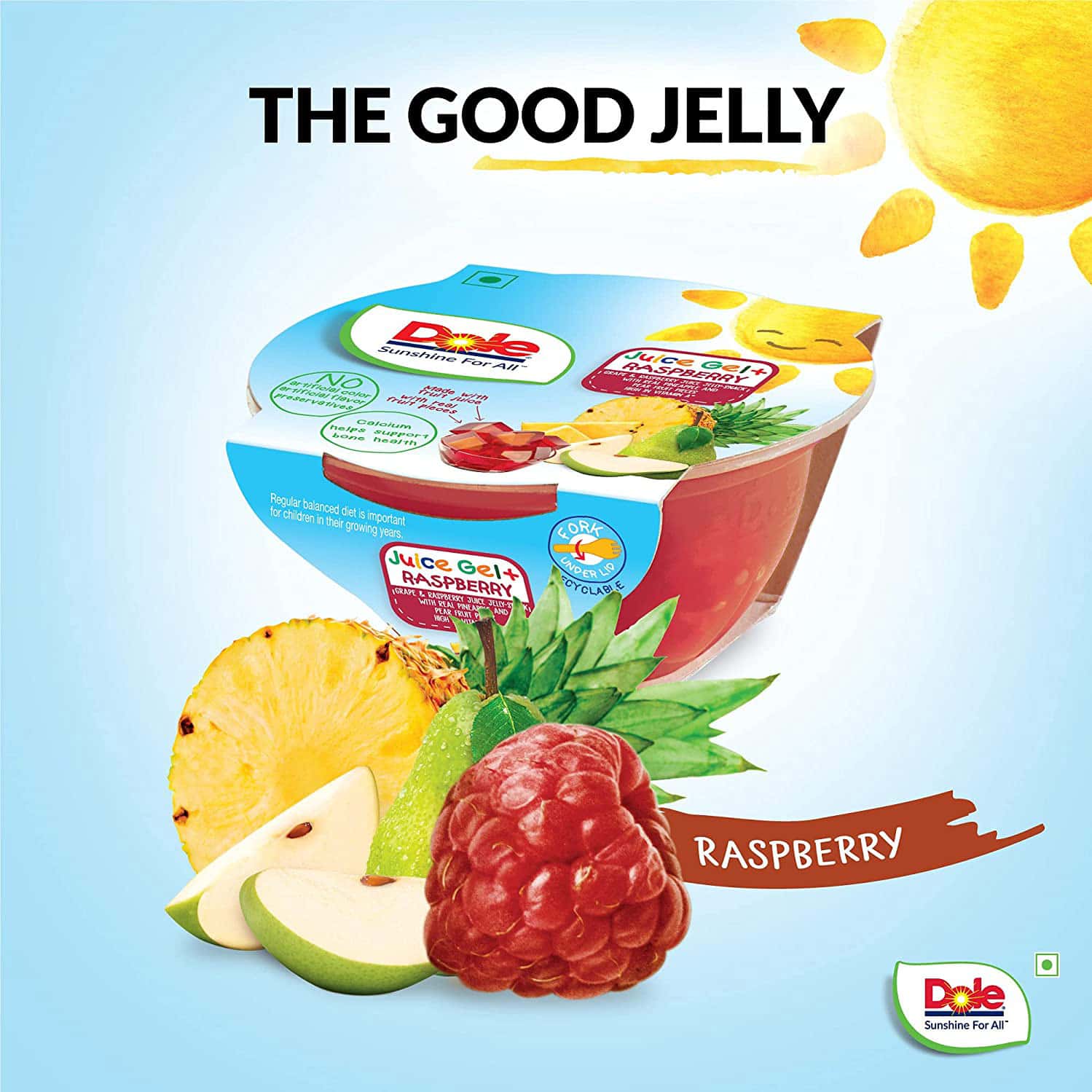 Buy DOLE RASPBERRY JUICE GEL WITH REAL PINEAPPLE AND PEAR FRUIT PIECES ...