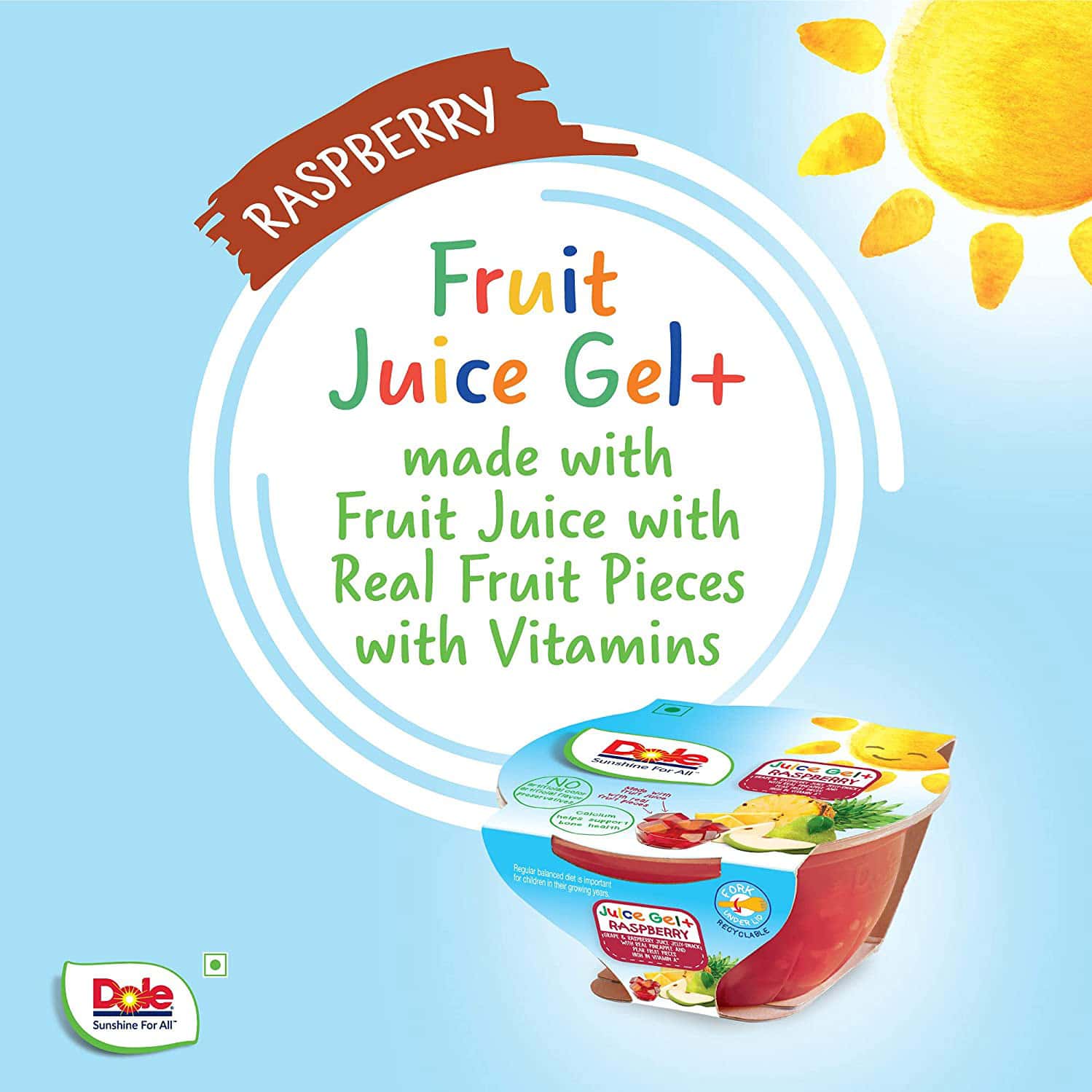 Buy DOLE RASPBERRY JUICE GEL WITH REAL PINEAPPLE AND PEAR FRUIT PIECES ...