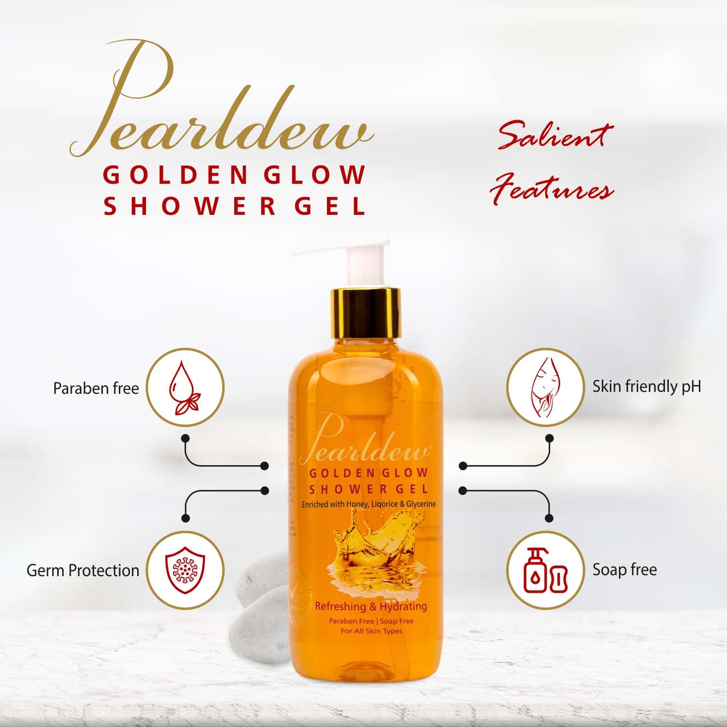 Buy PEARLDEW GOLDEN GLOW REFRESHING & HYDRATING SHOWER GEL 300 ML | PARABEN FREE (PACK OF 1 ...