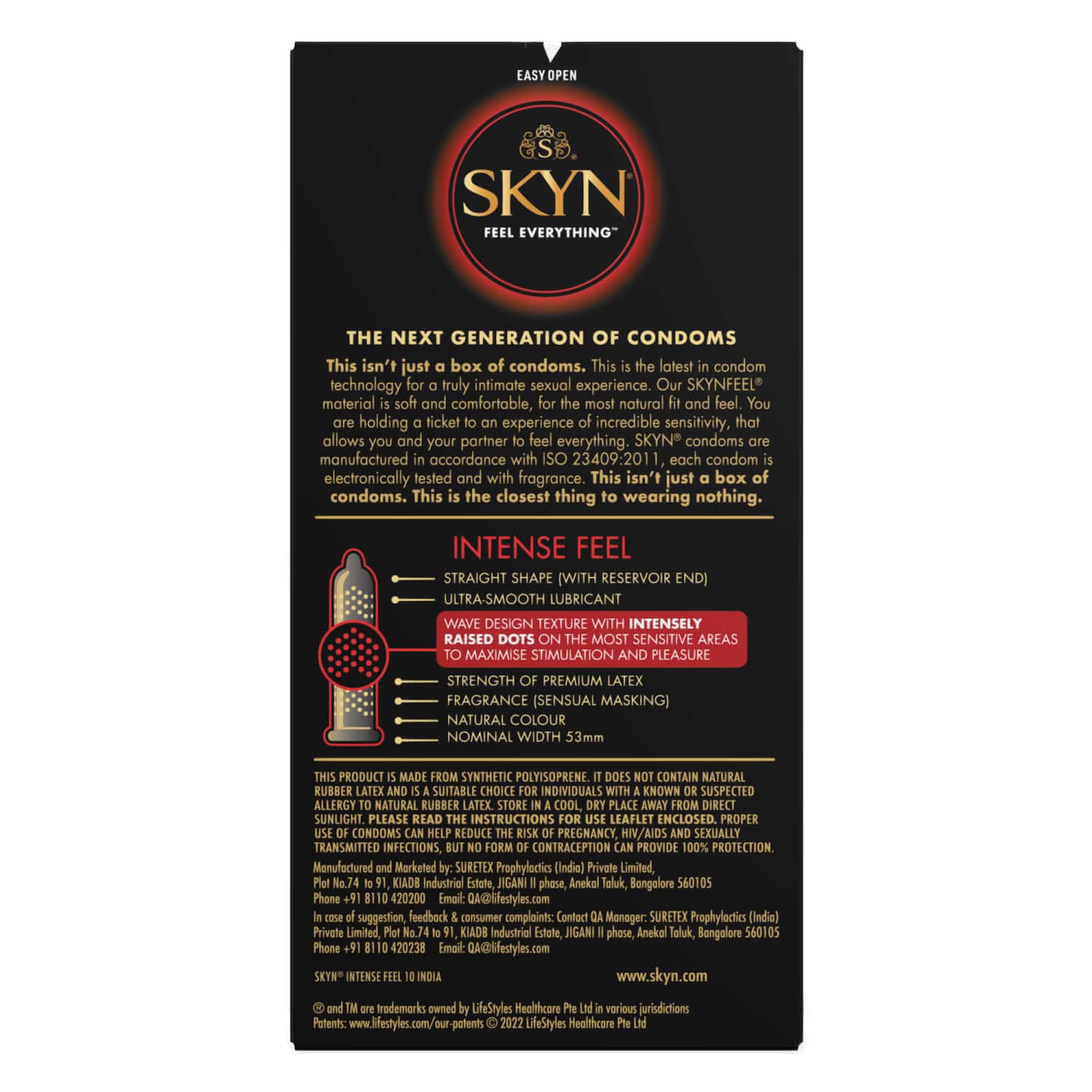 Buy SKYN INTENSE FEEL PREMIUM CONDOMS PACK OF 30 (10X3 PACKS) Online ...