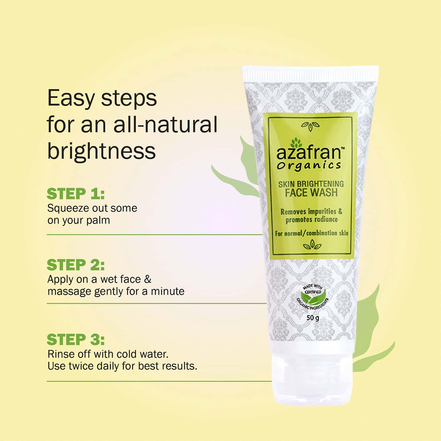 Buy AZAFRAN ORGANIC SKIN BRIGHTENING FACE WASH (50GM) Online & Get Upto ...