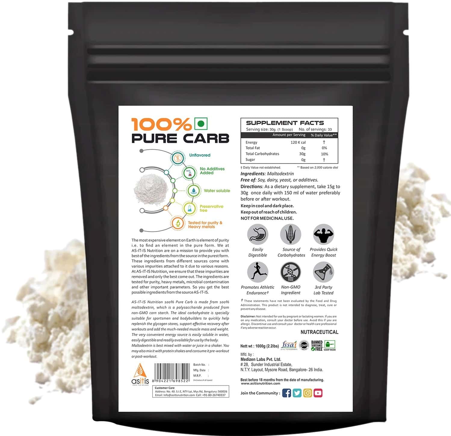 Buy AS-IT-IS NUTRITION 100% PURE CARB | CARBOHYDRATES FOR WEIGHT GAIN ...