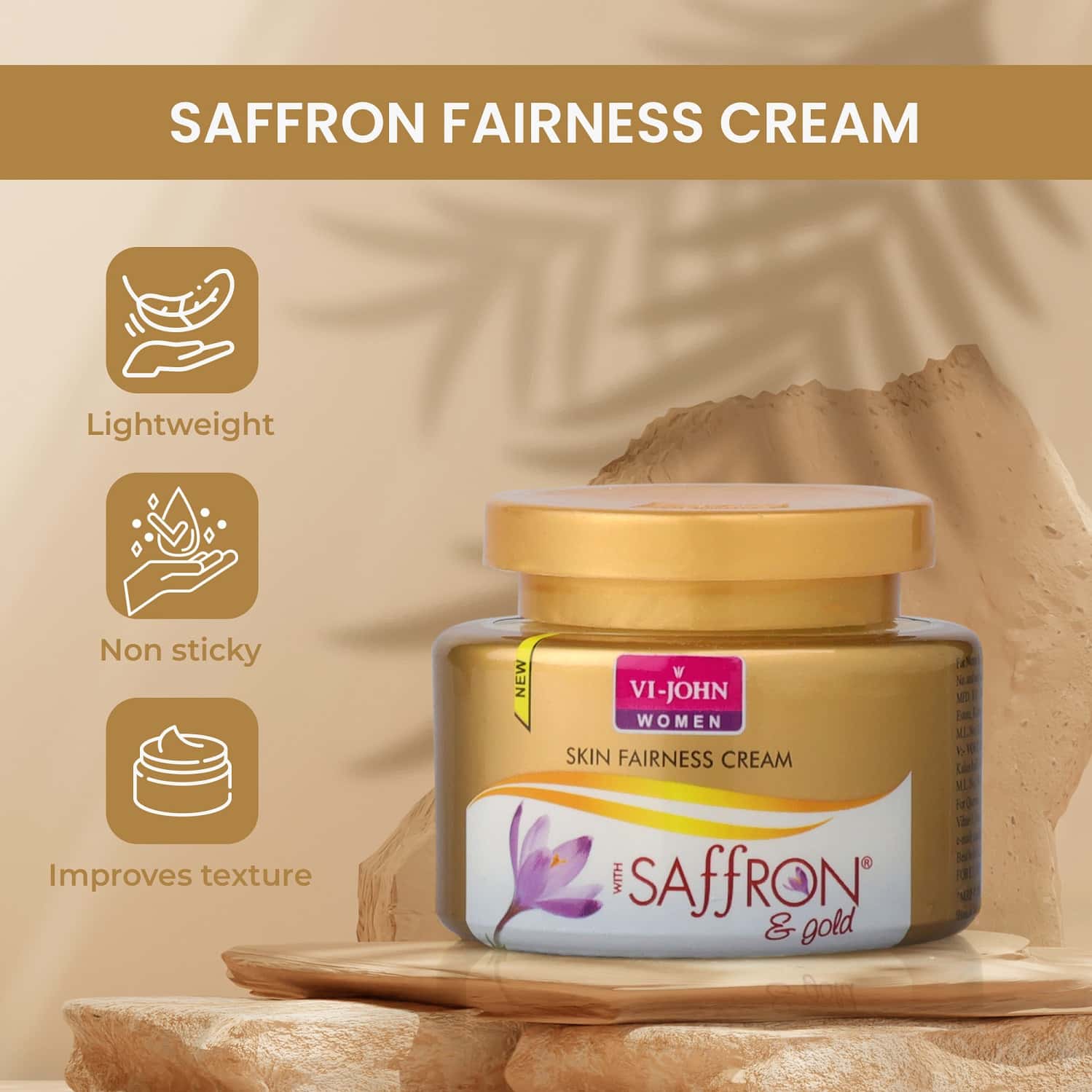 Buy VI-JOHN WOMEN SAFFRON FAIRNESS CREAM WITH GOLD EXTRACTS 50G-PACK OF ...
