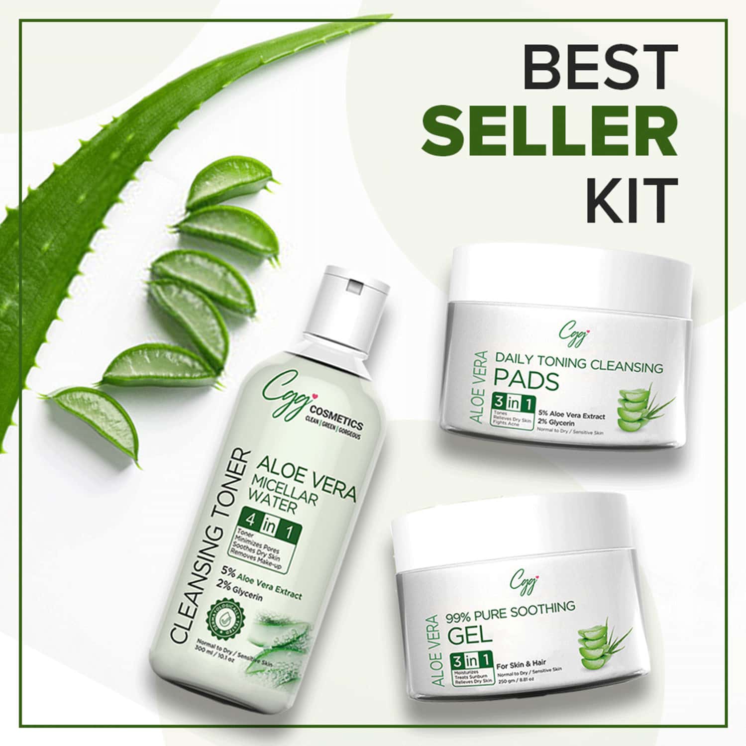 Buy CGG COSMETICS ALOE VERA FACIAL KIT - ALL SKIN TYPES VEGAN ...