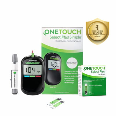 Buy ONETOUCH SELECT PLUS SIMPLE GLUCOMETER COMBO WITH 50 TEST STRIPS ...