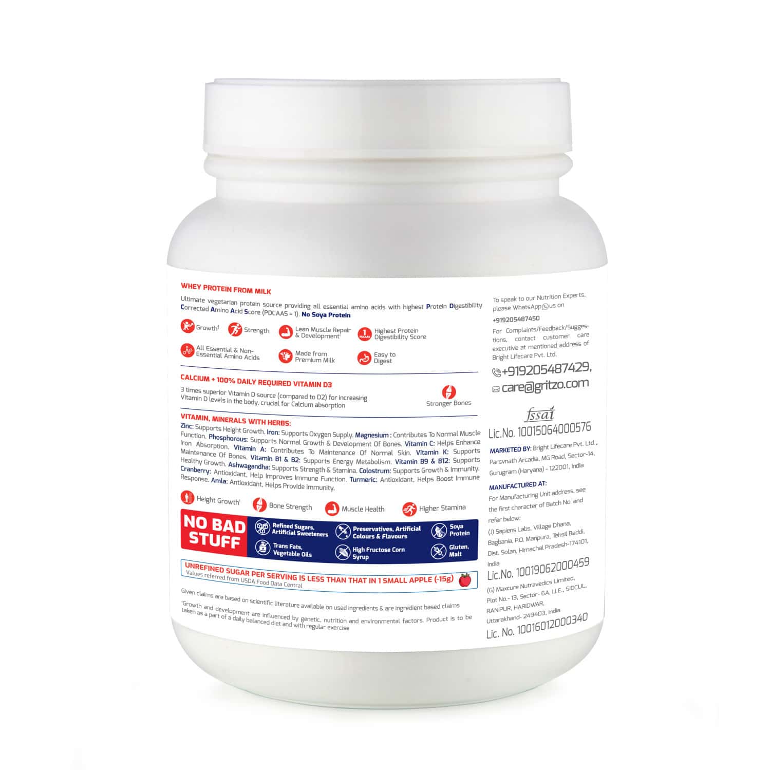 Buy GRITZO SUPERMILK HEIGHT+ ( 13+Y GIRLS),13G PROTEIN WITH ZERO ...