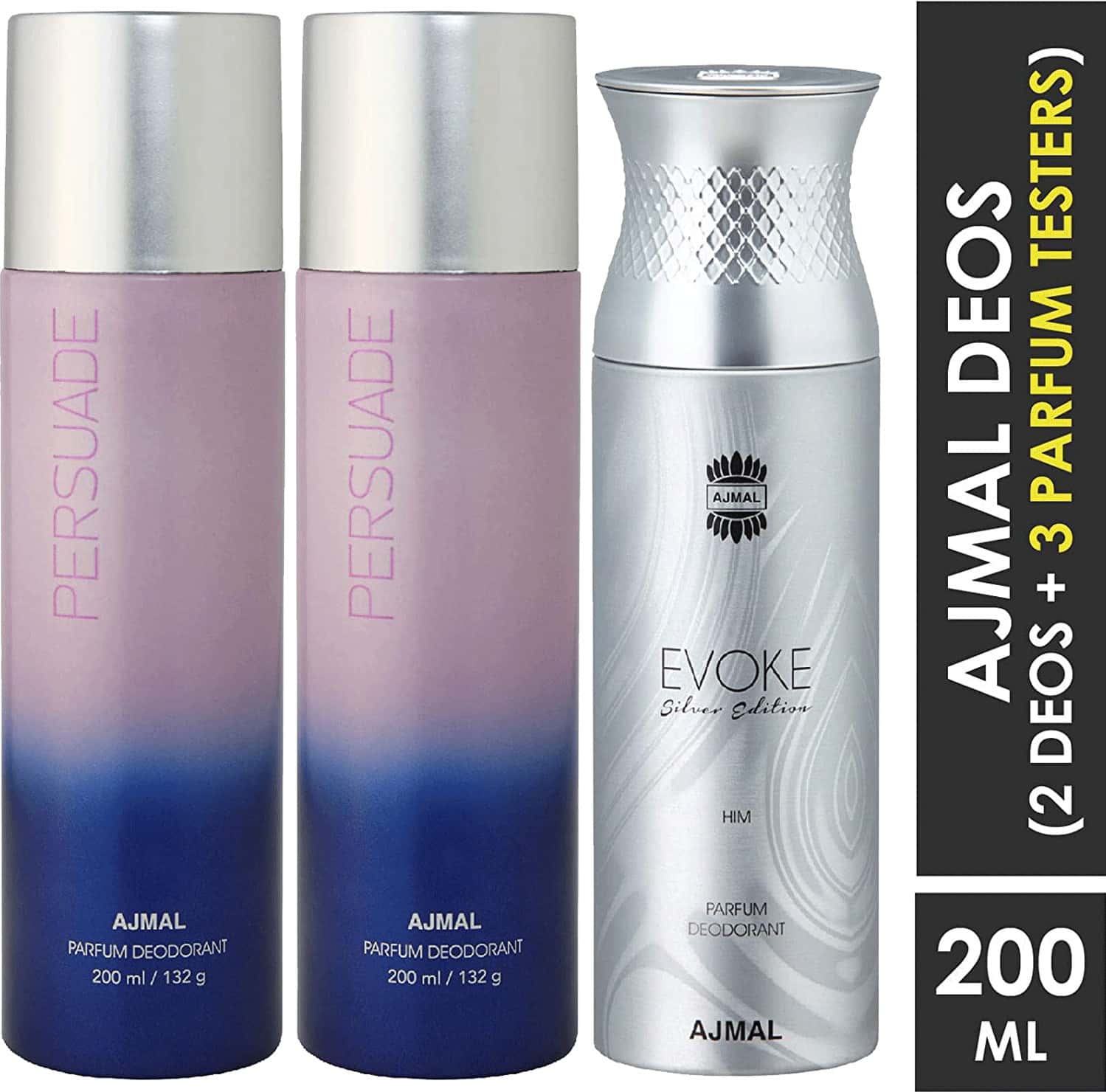 Buy AJMAL 2 PERSUADE FOR MEN & WOMEN & 1 EVOKE SILVER FOR HIM FOR MEN ...