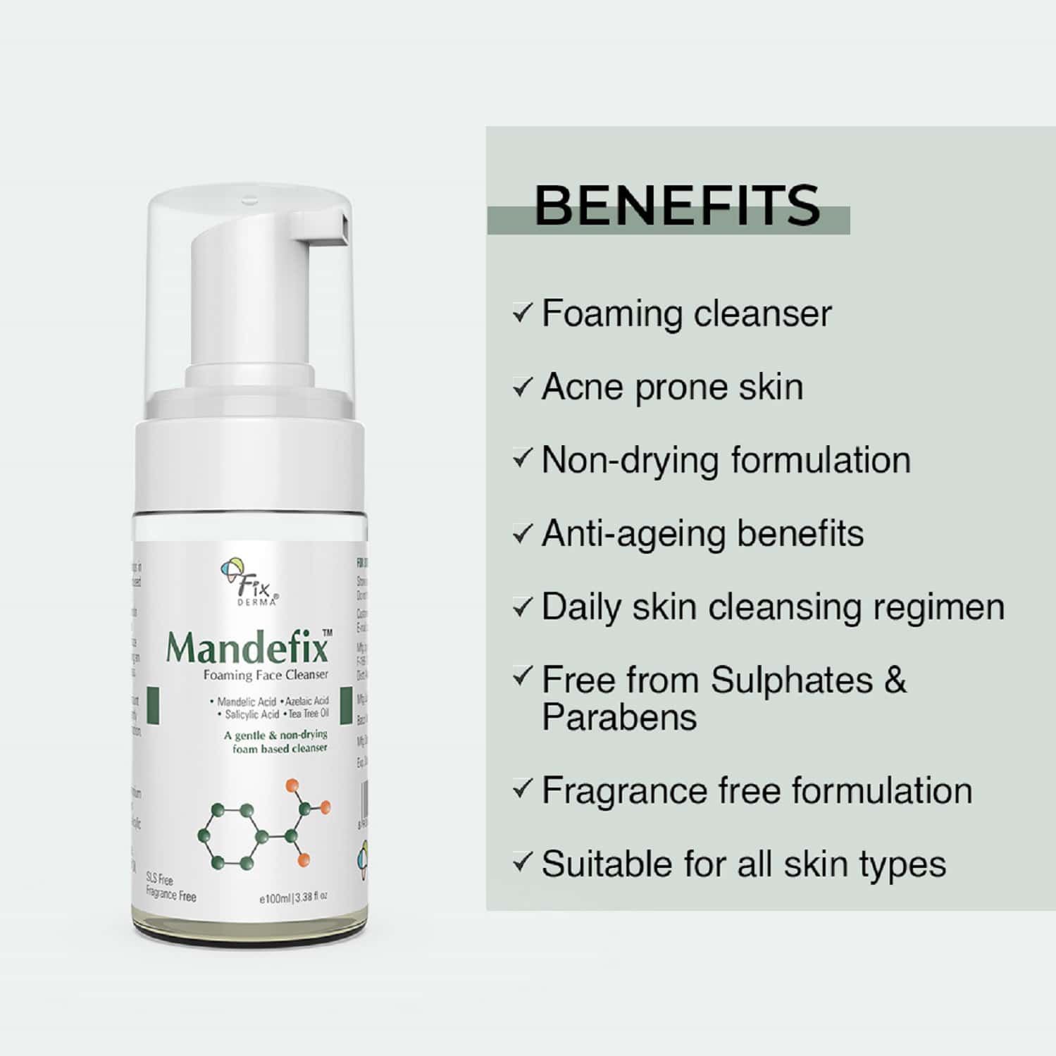 Buy FIXDERMA MANDEFIX FOAMING FACE WASH AND CLEANSE 100ML Online & Get ...