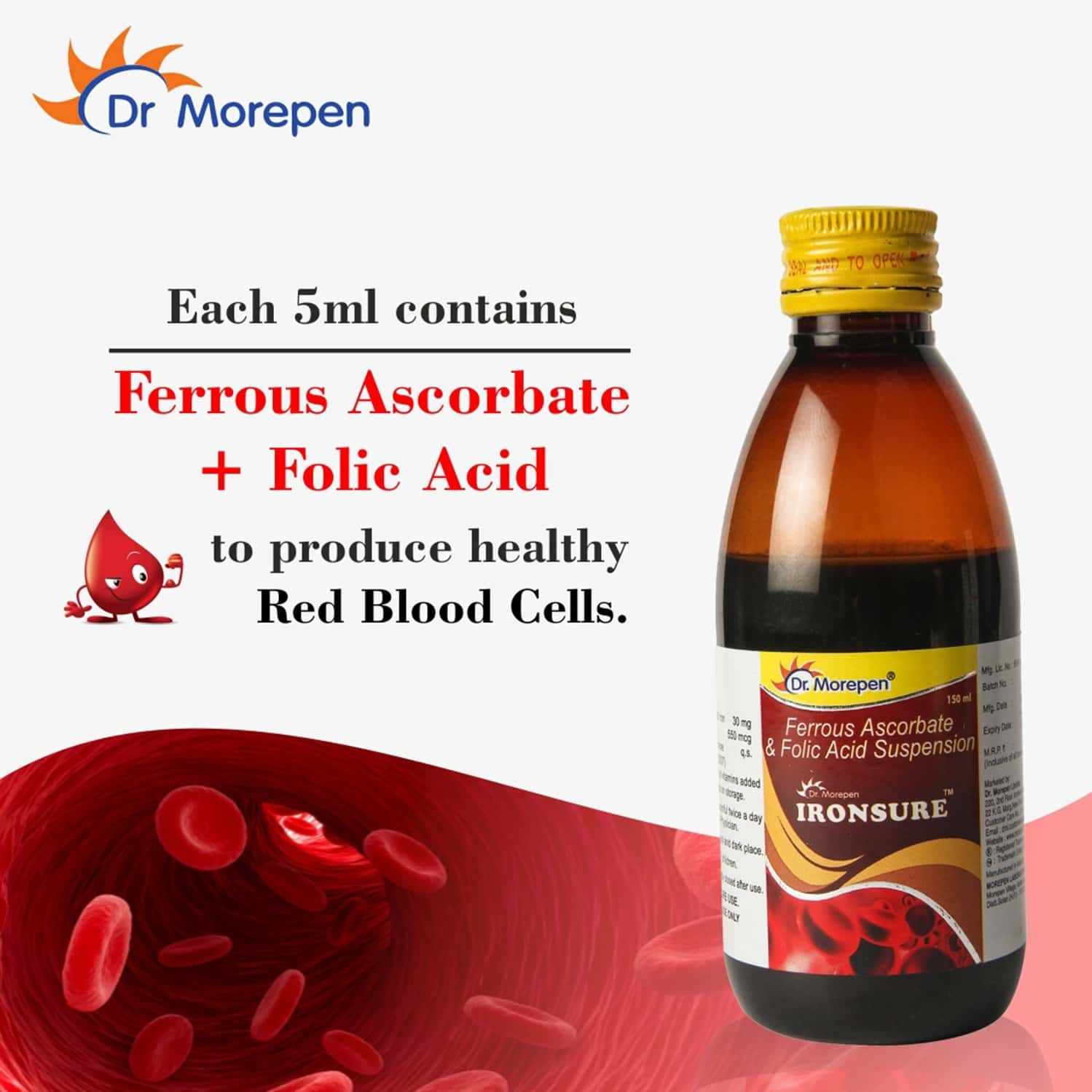 Buy DR. MOREPEN IRONSURE FOLIC ACID & IRON SUPPLEMENT HEMOGLOBIN ...