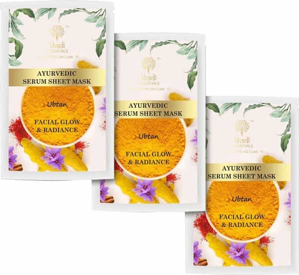 Buy KHADI ESSENTIALS AYURVEDIC UBTAN SERUM SHEET MASK FOR RADIANT SKIN (PACK OF 3) Online & Get ...
