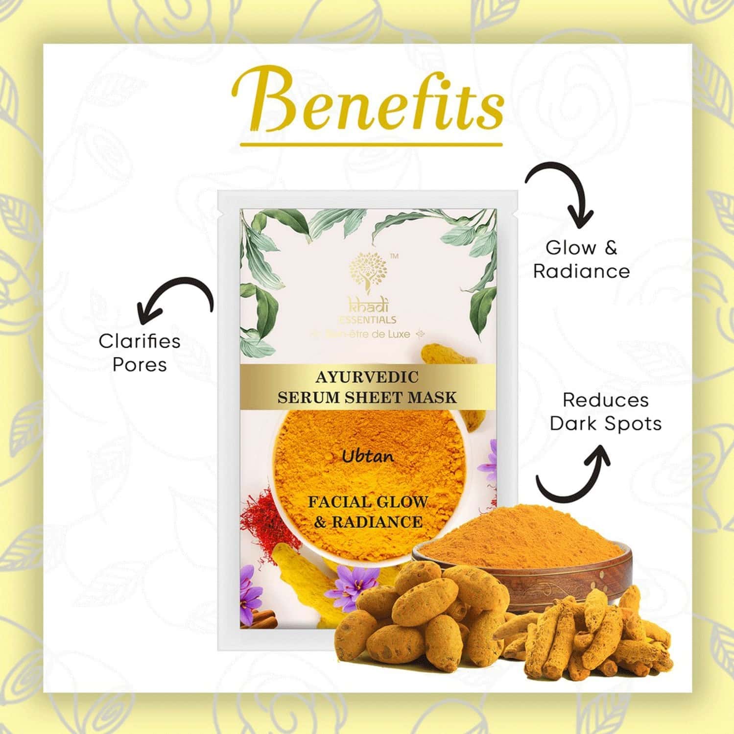 Buy KHADI ESSENTIALS AYURVEDIC UBTAN SERUM SHEET MASK FOR RADIANT SKIN (PACK OF 3) Online & Get ...