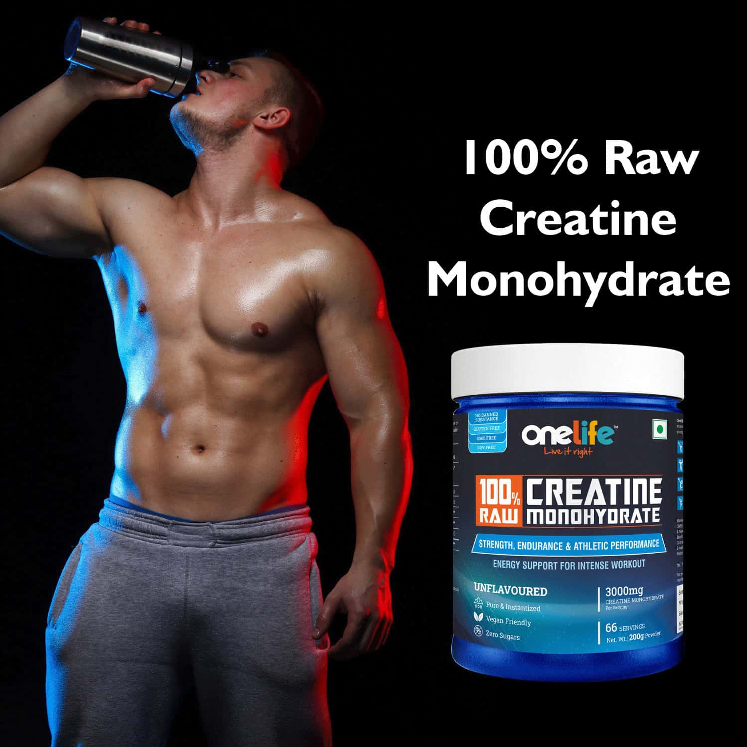 Buy ONELIFE 100 % RAW CREATINE MONOHYDRATE 3000 MG- UNFLAVOURED Online ...