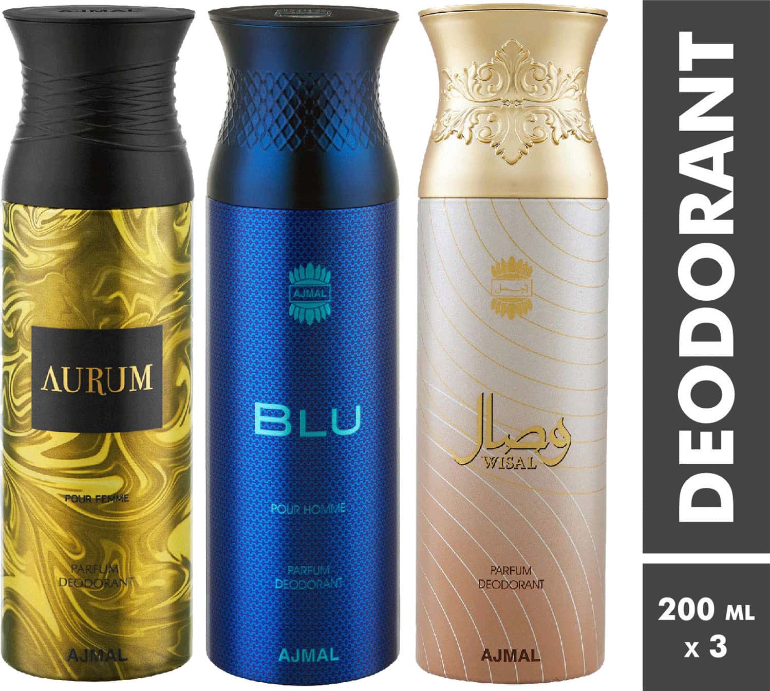 Buy AJMAL AURUM & BLU & SACRED LOVE DEODORANT SPRAY - FOR MEN & WOMEN ...