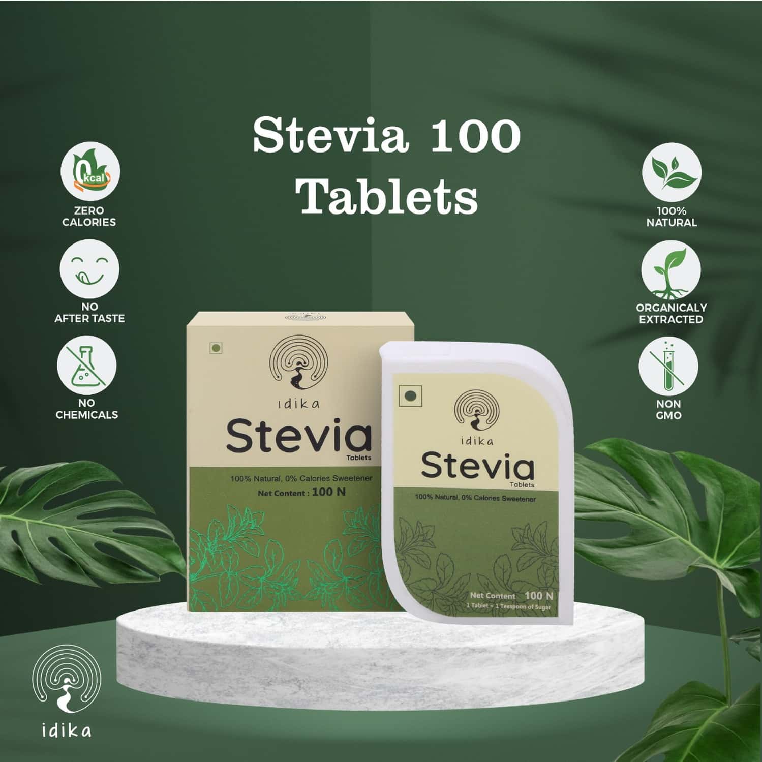 Buy IDIKA STEVIA 100 TABLETS DIABETIC FRIENDLY 100% NATURAL ZERO ...