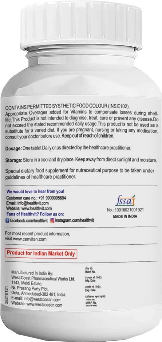 Buy HEALTHVIT CENVITAN ADULTS MULTIVITAMIN & MULTIMINERAL 26 NUTRIENTS ...