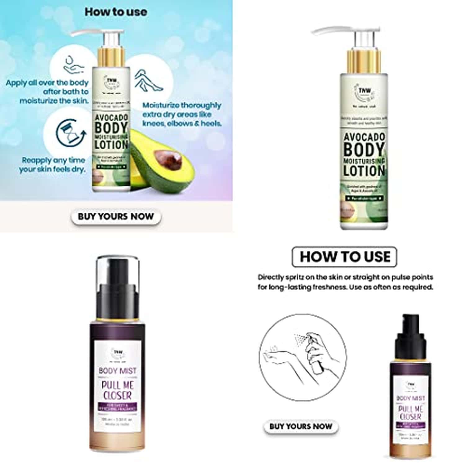 Buy TNW-THE NATURAL WASH COMBO WITH PULL ME CLOSER BODY MIST AND AVOCADO BODY LOTION Online ...