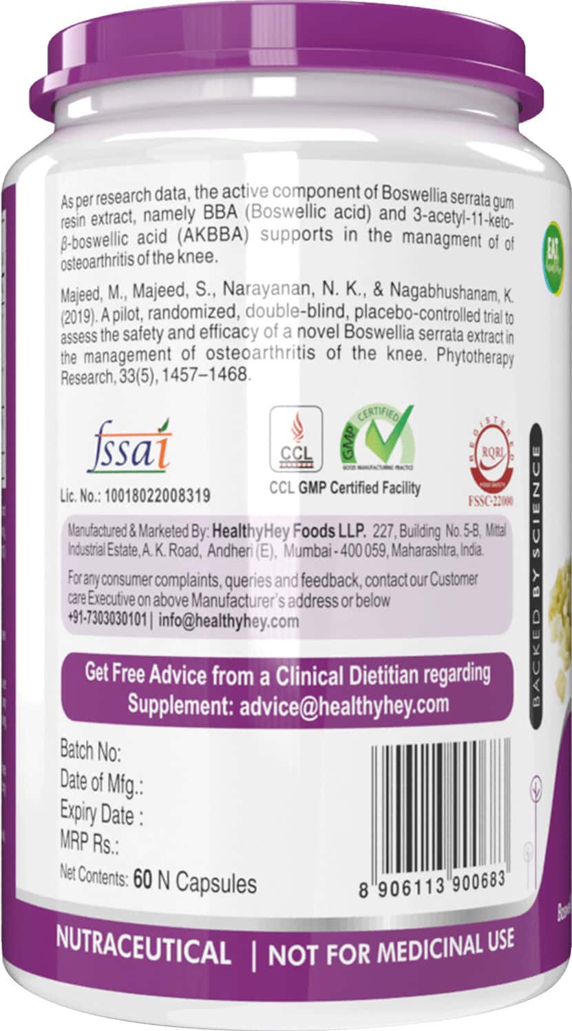 Buy HEALTHYHEY NUTRITION AKBA WITH 85% BOSWELLIC ACID & CURCUMIN - 60 ...