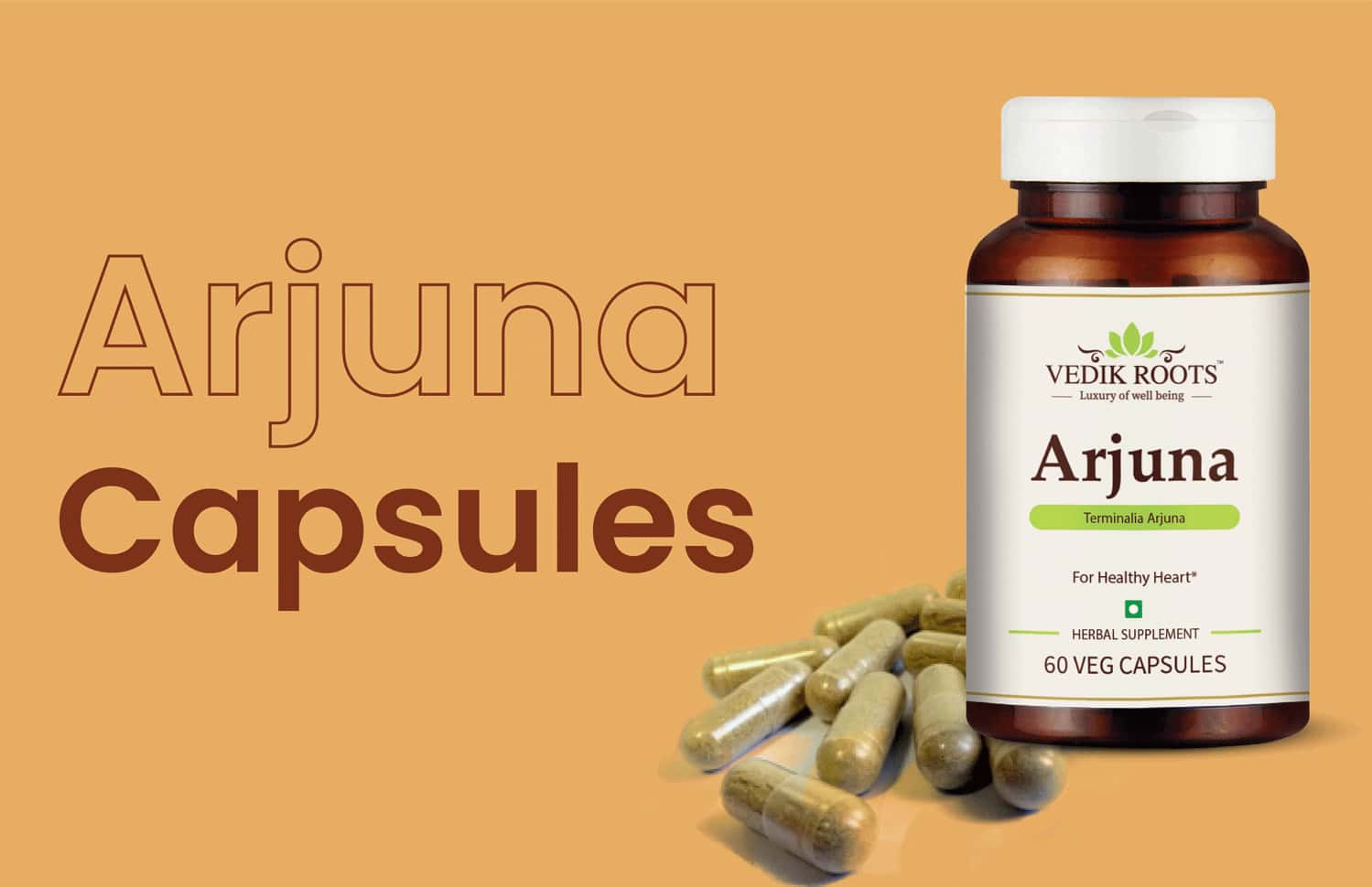Buy VEDIKROOTS ARJUNA 60 CAPSULES 450 MG 100% ORGANIC | TERMINALIA ...