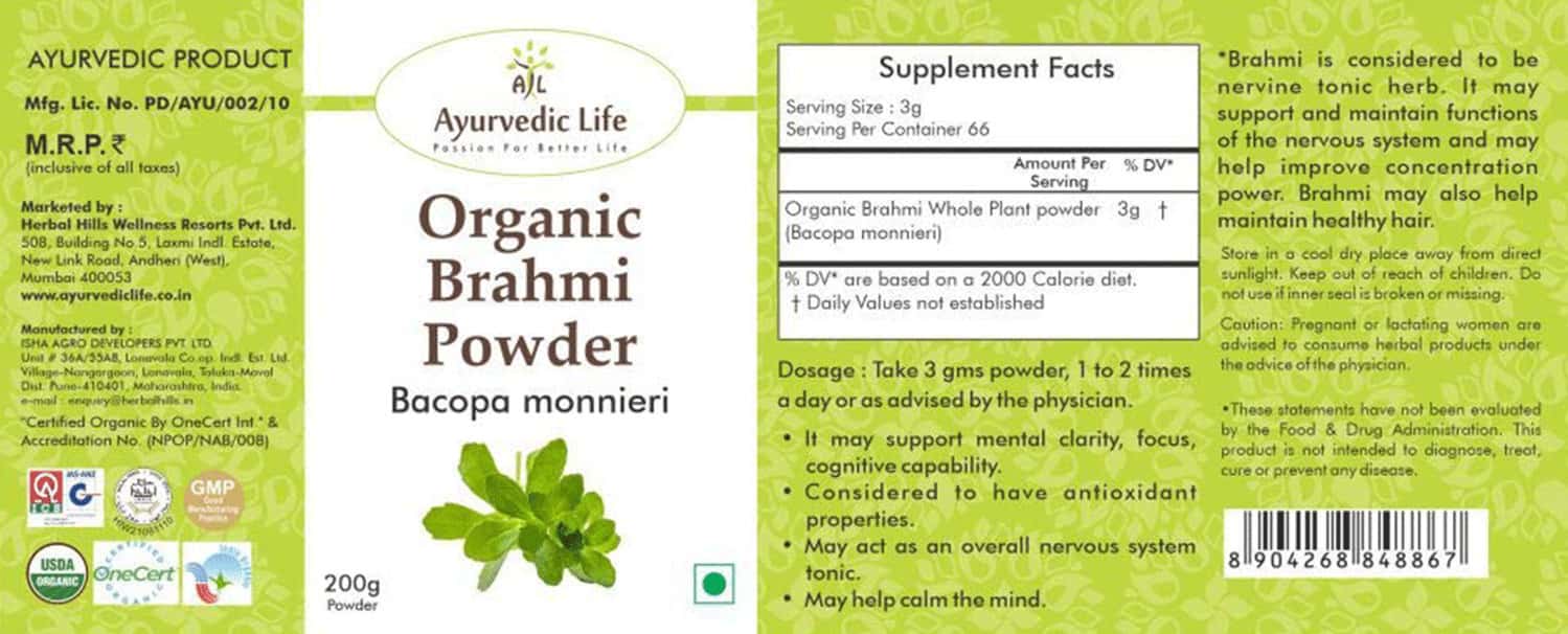 Buy AL-AYURVEDIC LIFE ORGANIC BRAHMI POWDER 200 GMS PACK OF 4 Online ...