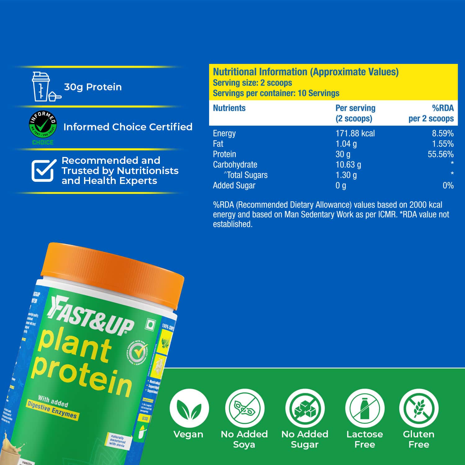 Buy FAST&UP VEGAN PLANT PROTEIN -31G PROTEIN (STRAWBERRY) Online & Get ...
