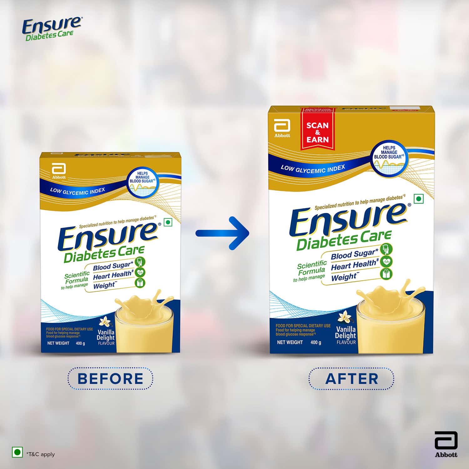 Buy ENSURE DIABETES CARE SPECIALIZED NUTRITION DRINK VANILLA - 400G BOX ...