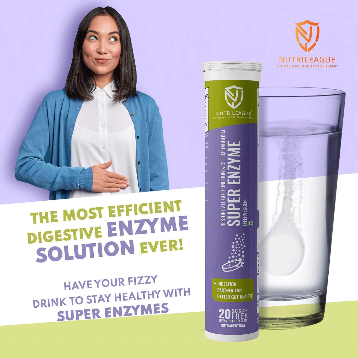 Buy NUTRILEAGUE SUPER ENZYME EFFERVESCENT TABLET | PACK OF 20 | BETTER ...