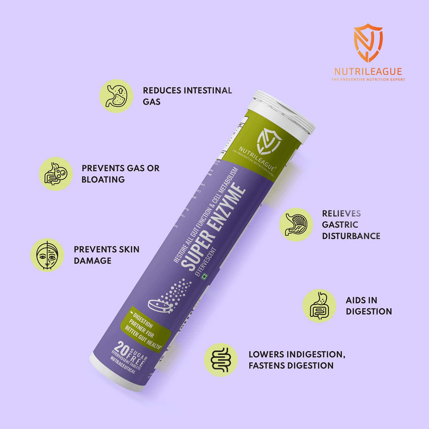 Buy NUTRILEAGUE SUPER ENZYME EFFERVESCENT TABLET | PACK OF 20 | BETTER ...